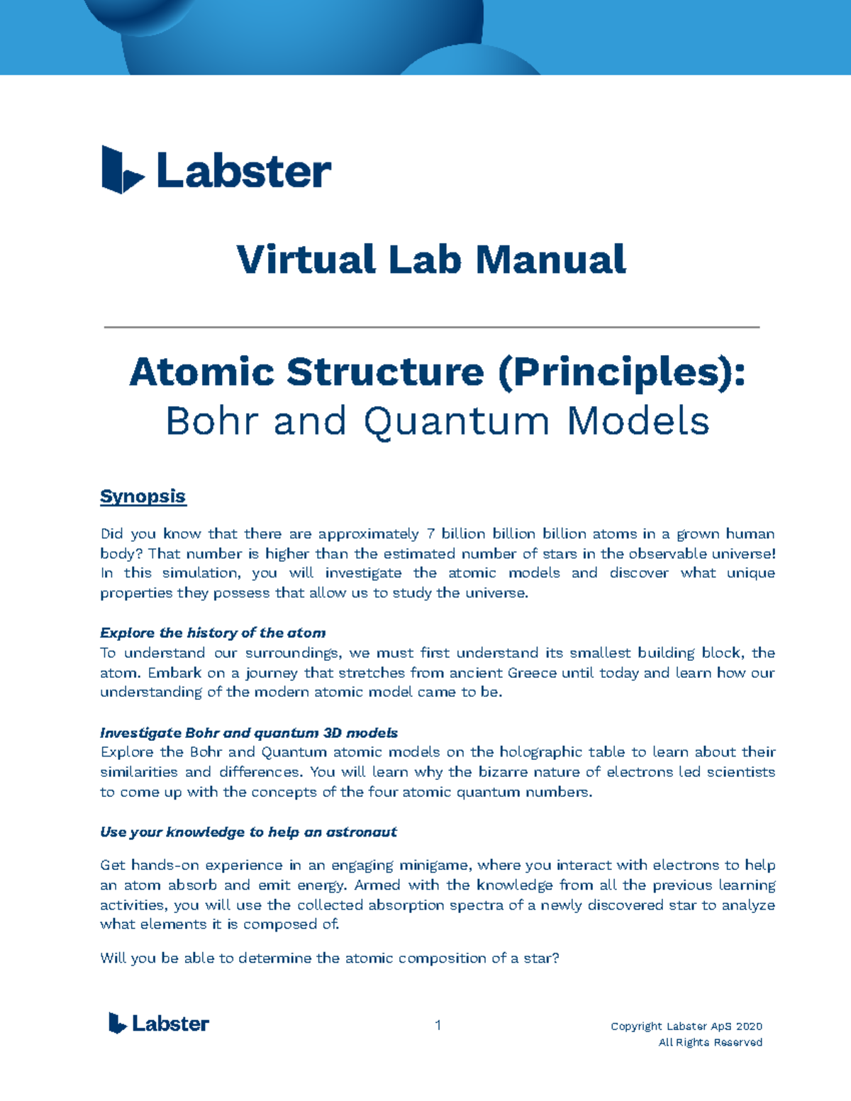 Lab Manual Atomic Structure - Virtual Lab Manual Atomic Structure (Principles): Bohr and Quantum ...