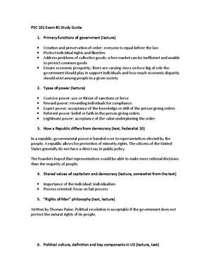 PSC 101 - notes - PSC 101 American Political Process and Behavior 01 ...