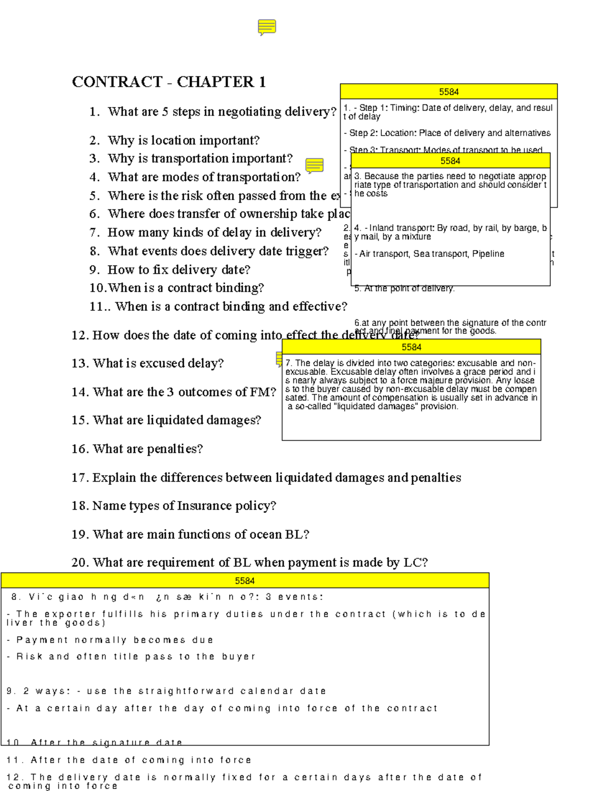 Contract Questions- Chapter 1 delivery term - CONTRACT - CHAPTER 1 What ...