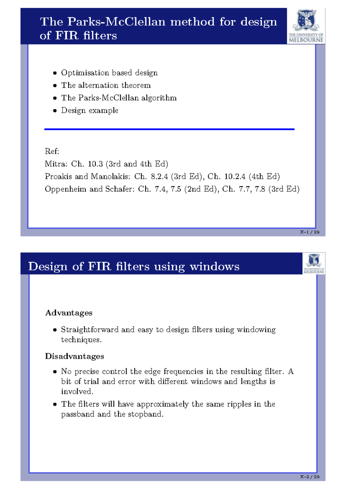 Lecture-version E10handout - The Parks-McClellan method for design of ...