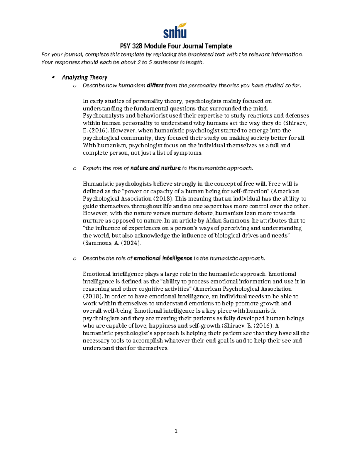 PSY 328 Module Four Journal Completed - PSY 328 Module Four Journal ...