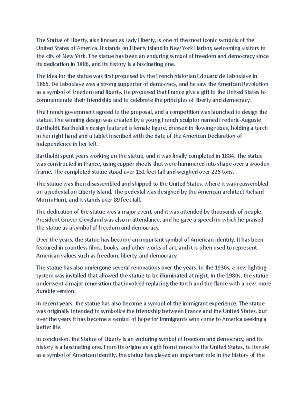 The History of the Statue of Liberty - The Statue of Liberty, also ...