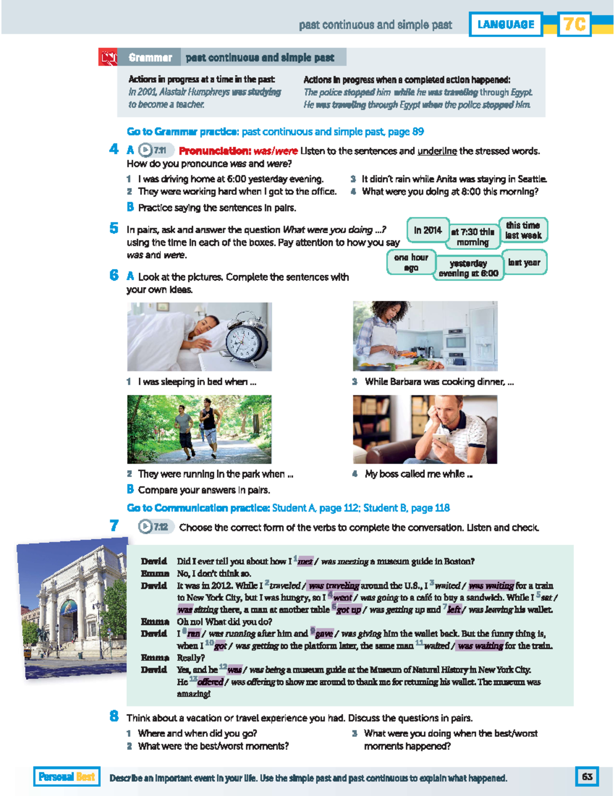 Actividades del libro Personal best - past continuous and simple past ...