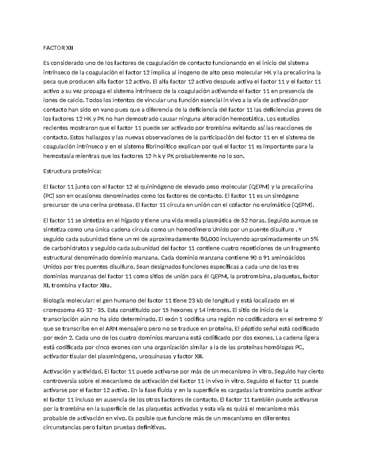 Factor XII-WPS Office - Información - FACTOR XII Es considerado uno de ...