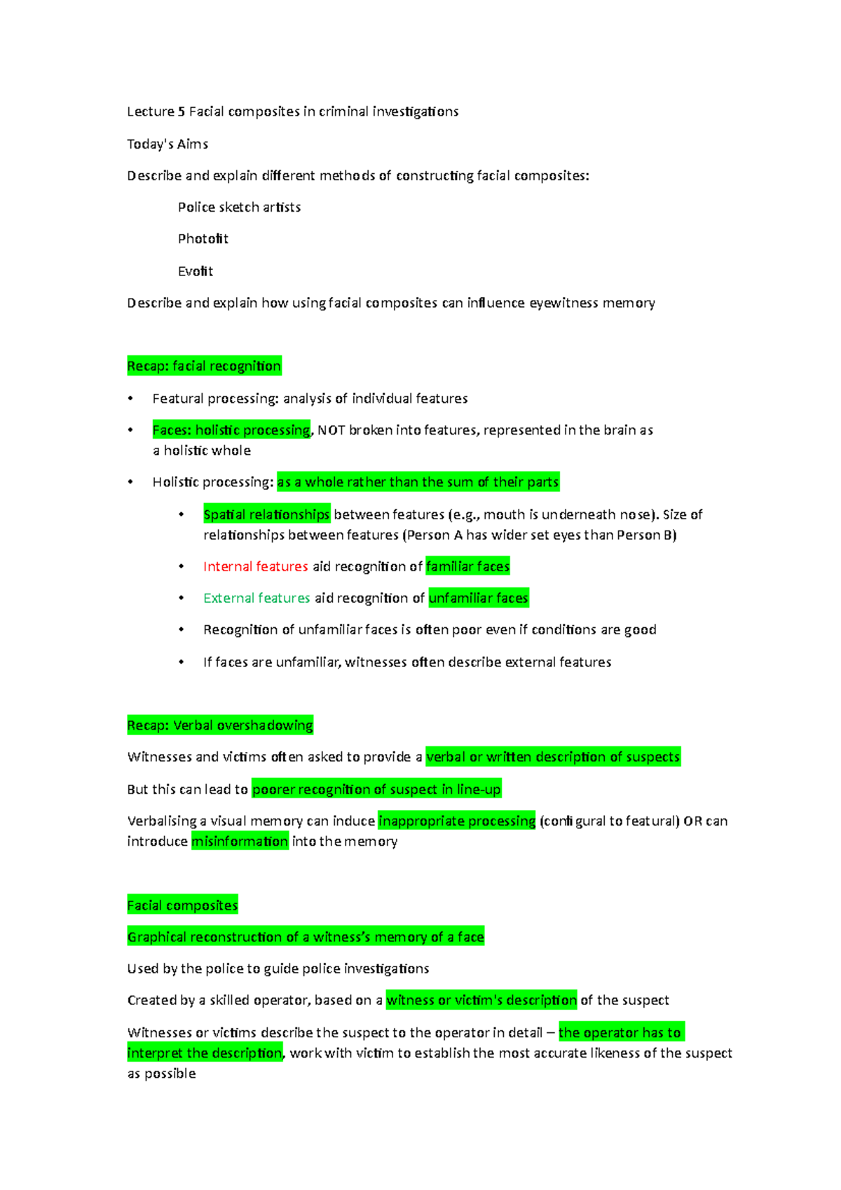 Lecture 5 Facial Composites in Criminal Investigations - Lecture 5 ...