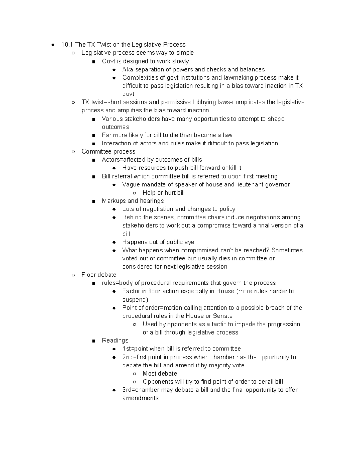 Module 10 Lecture - 10 The TX Twist on the Legislative Process ...