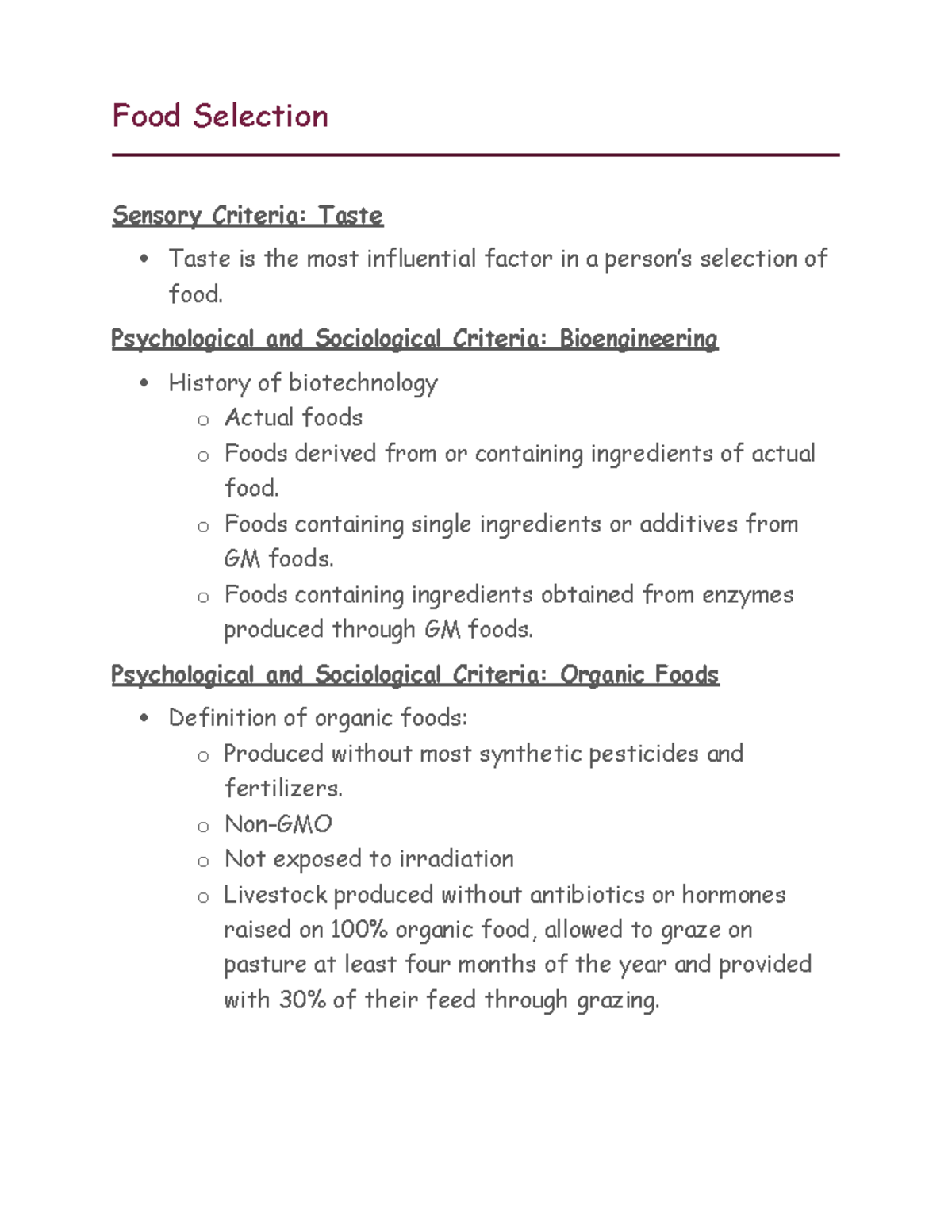 Food Selection - Chapter 1 of Foods 1 - Food Selection Sensory Criteria ...