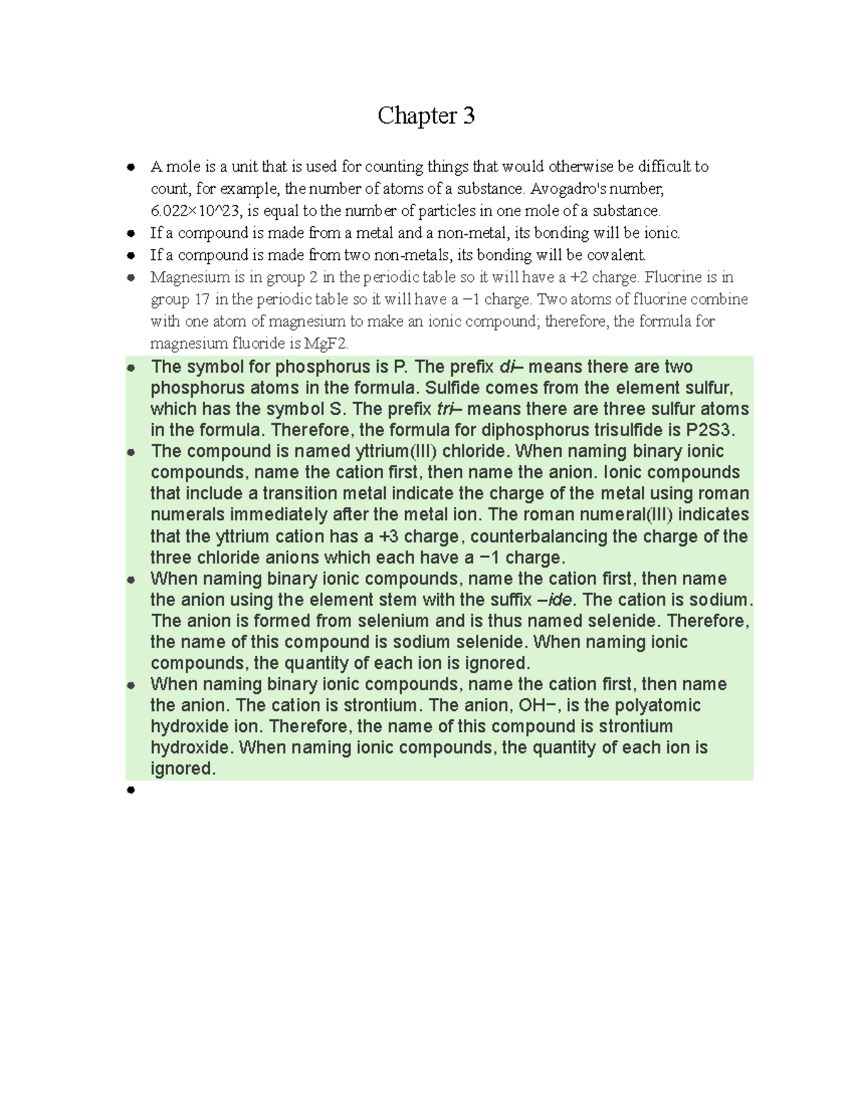 Chapter 3 notes - Chapter 3 A mole is a unit that is used for counting ...