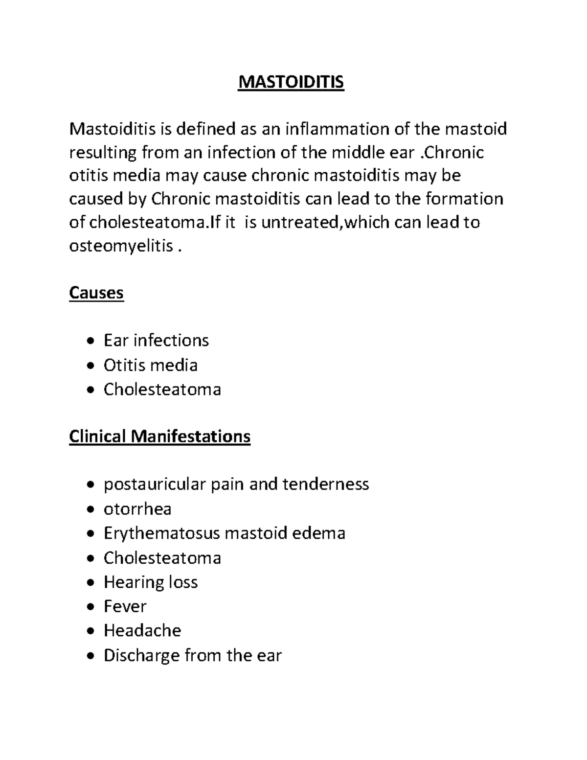 Mastoiditis - This study material is for nursing students to improve ...