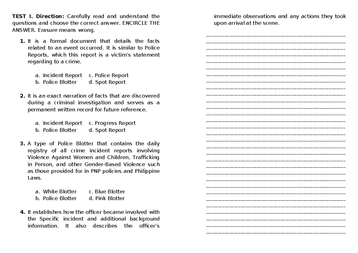 SEMI- Finals FOR CDI5 - TEST I. Direction: Carefully read and ...