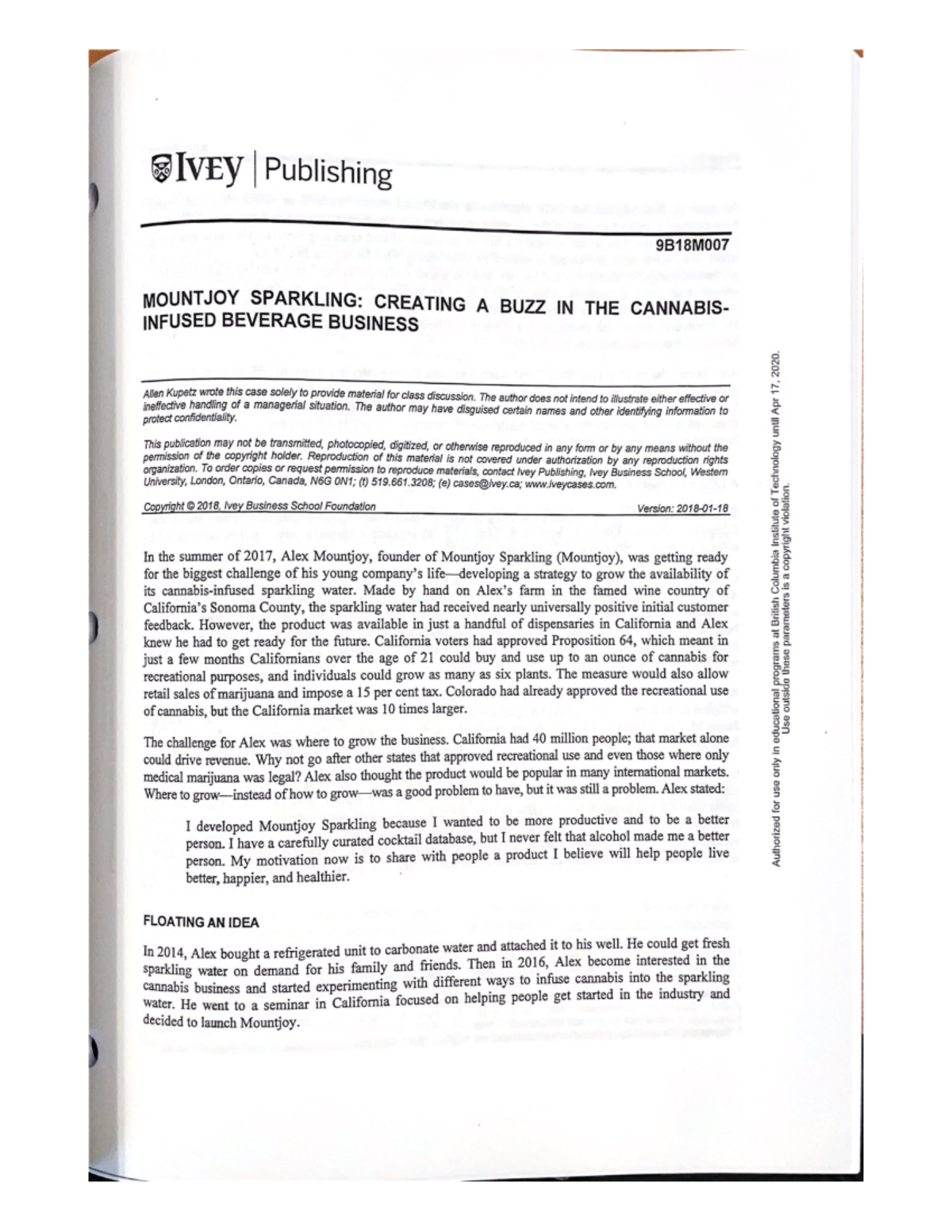 Mountjoy Case - COMM 191 - Studocu