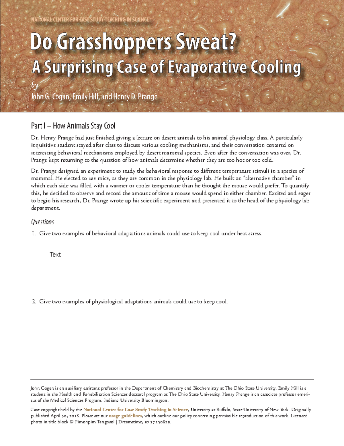 Grasshopper Case Study - John Cogan is an auxiliary assistant professor ...