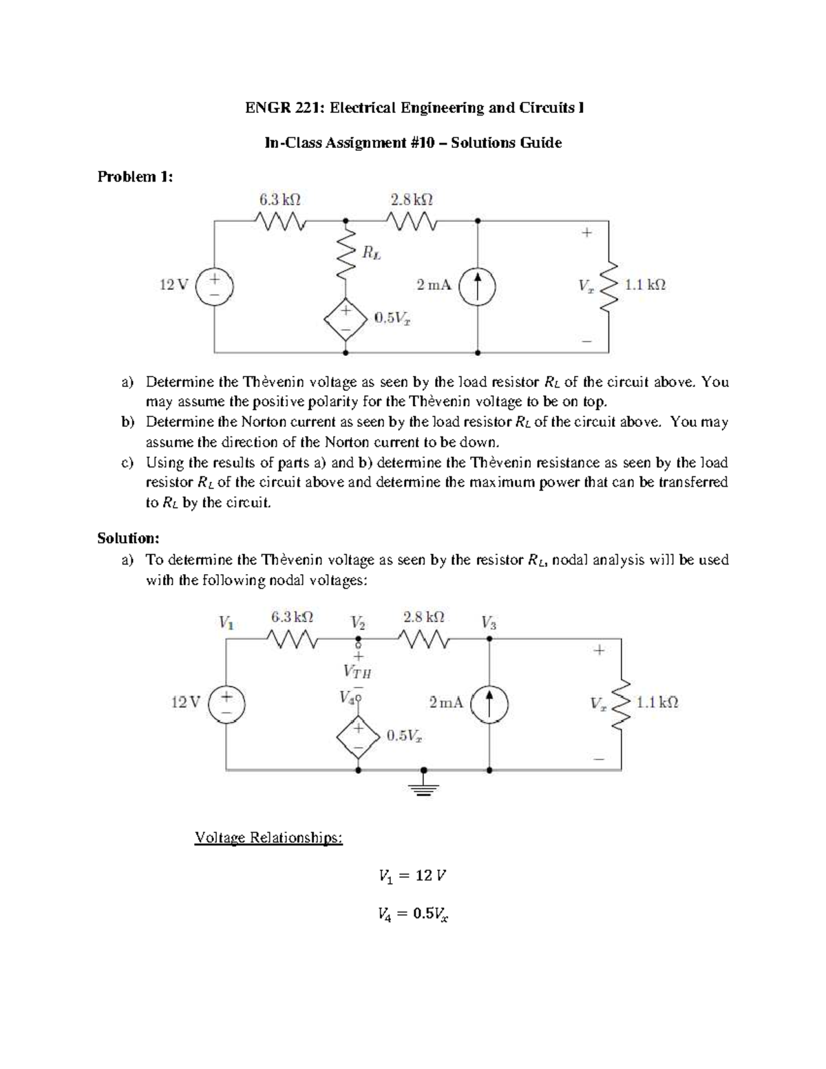 In-Class Assignment #10 - Solutions Guide [Instructor Version] - ENGR ...