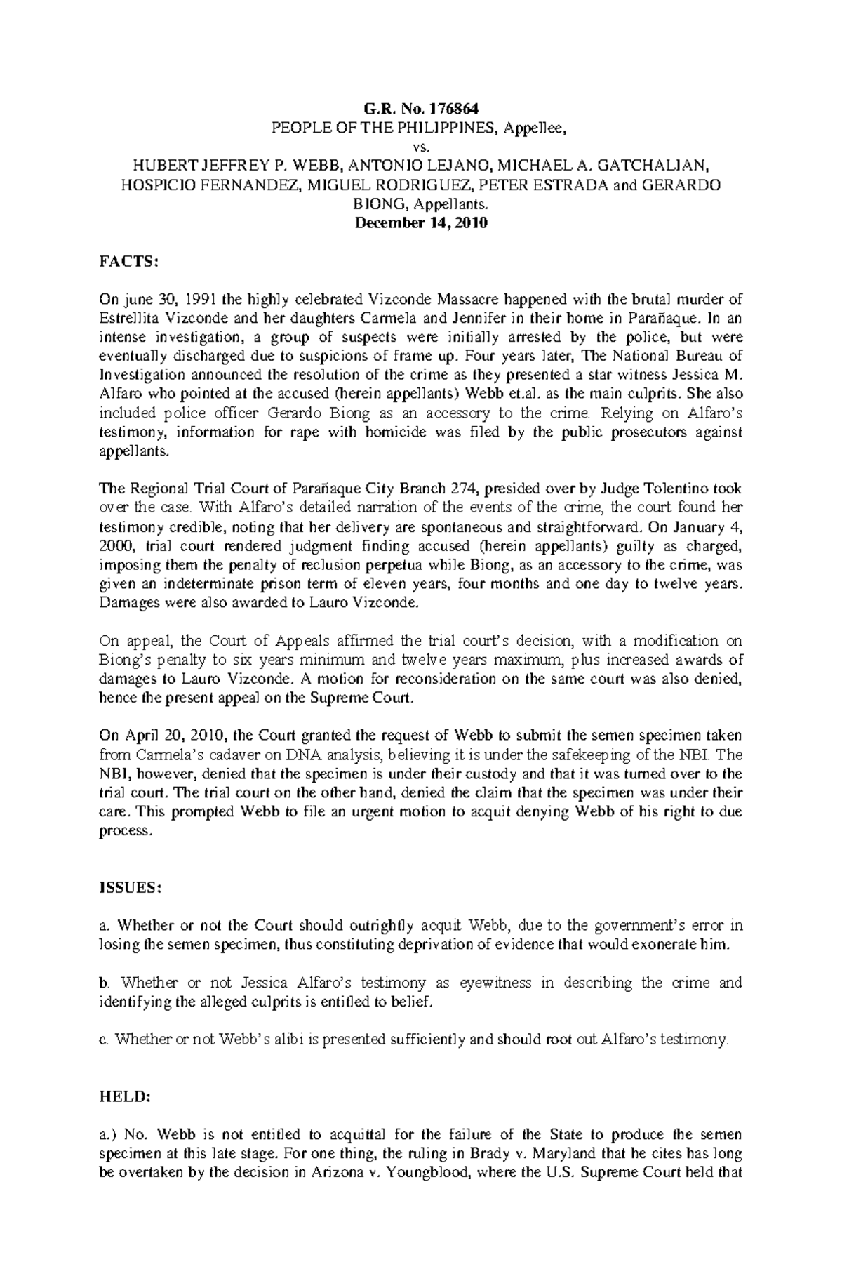 Scribd - yes we are - G. No. 176864 PEOPLE OF THE PHILIPPINES, Appellee ...