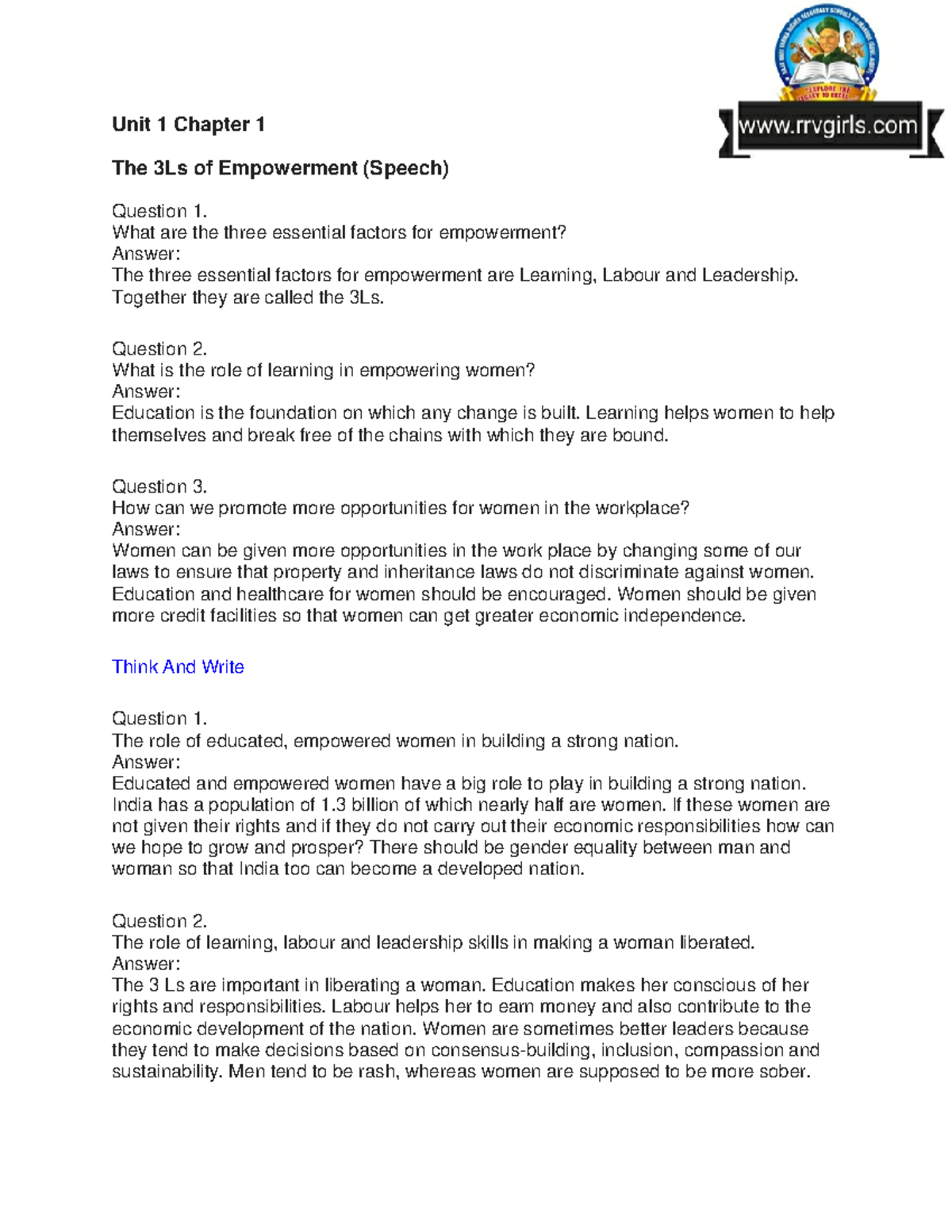 The 3Ls of Empowerment-Copy - Unit 1 Chapter 1 The 3Ls of Empowerment ...