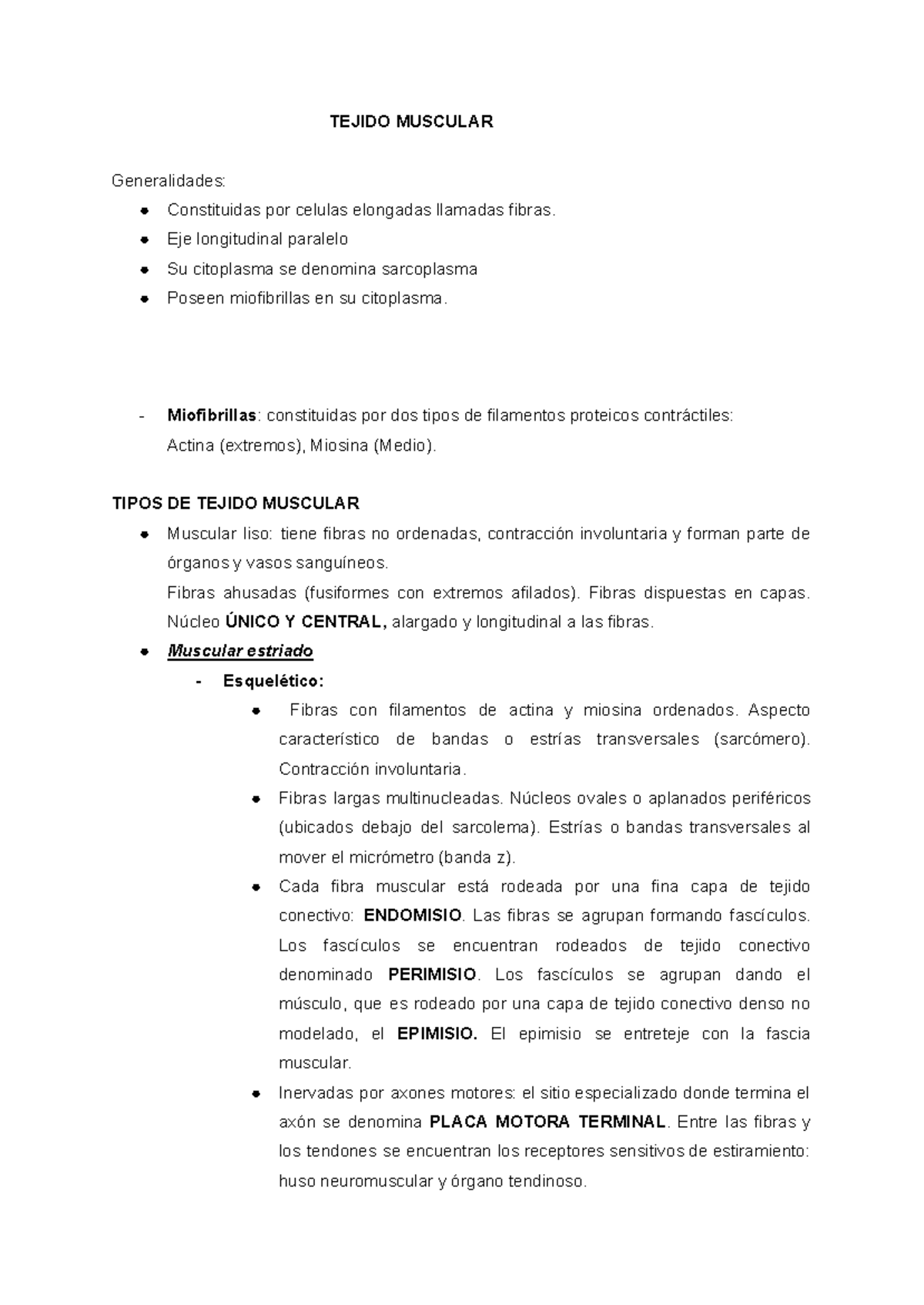 Tejidos - TEJIDO MUSCULAR Generalidades: Constituidas por celulas ...