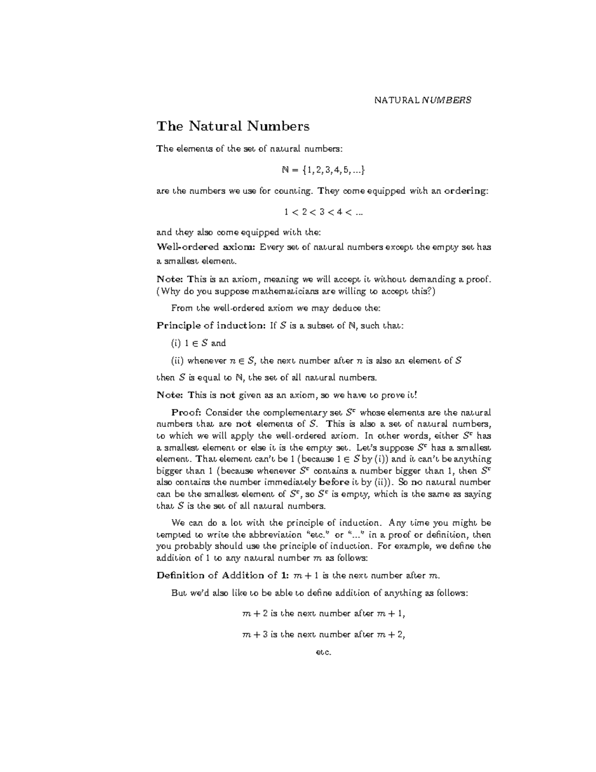 Natural Numbers Lecture The Natural Numbers The Elements Of The Set