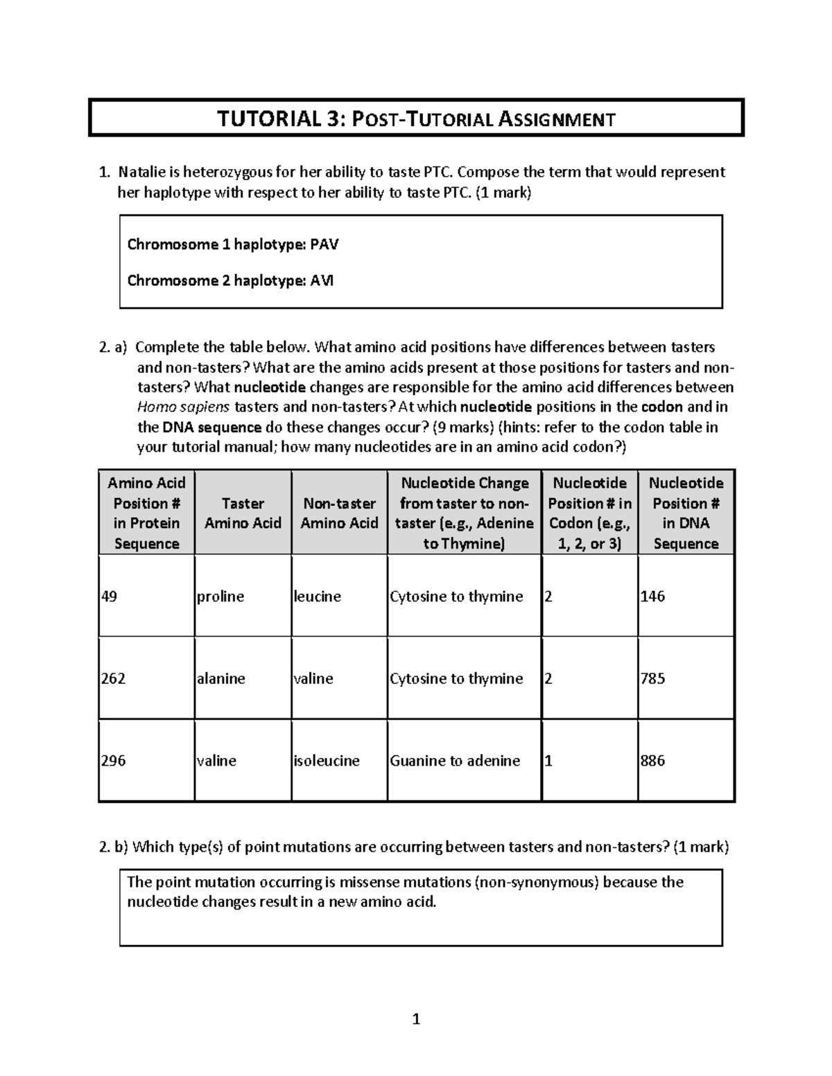 BIO1M03 Post-tutorial 3 Assignment - TUTORIAL 3: P OST - T UTORIAL A SSIGNMENT Natalie is - Studocu