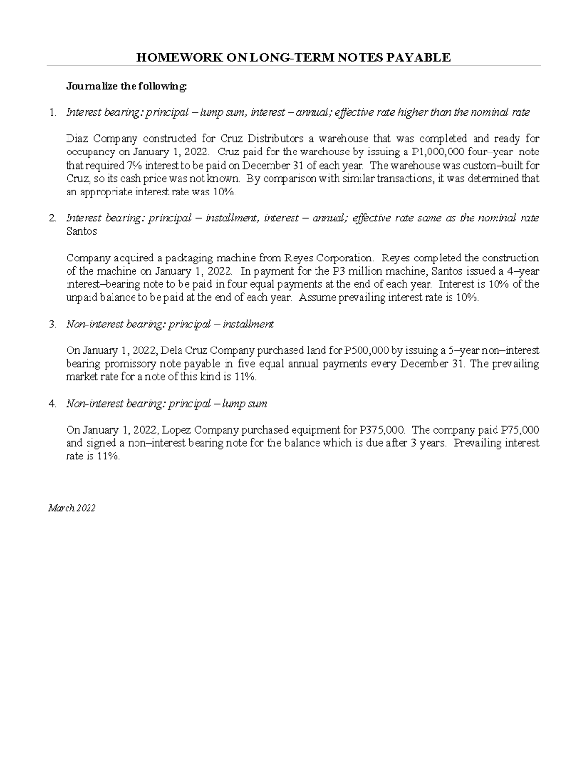 6.1 HW on Longterm notes payable T2 AY2021-2022 - HOMEWORK ON LONG-TERM ...