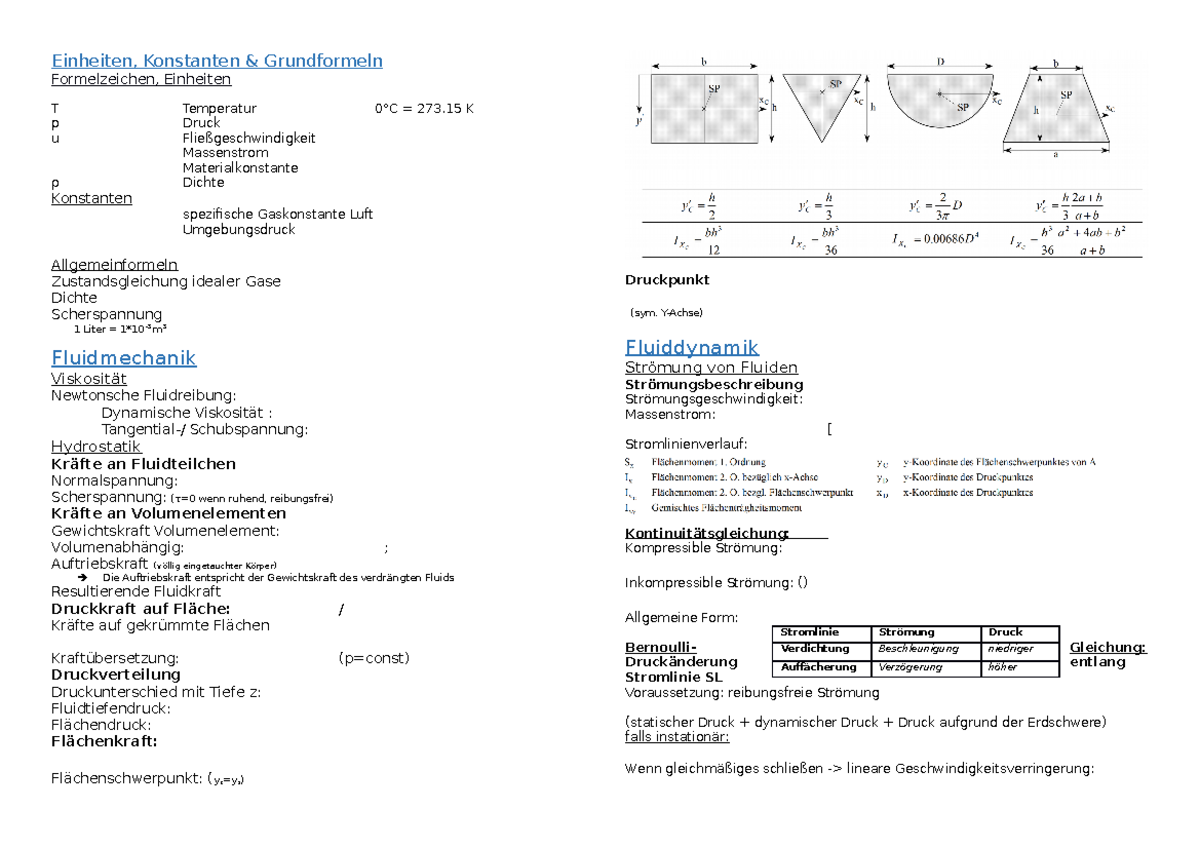 Formelsammlung SM - Einheiten, Konstanten & Grundformeln Formelzeichen ...