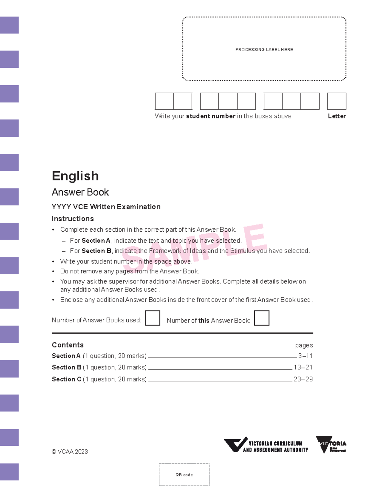 English-sample-ab - sample papper - English Answer Book YYYY VCE ...