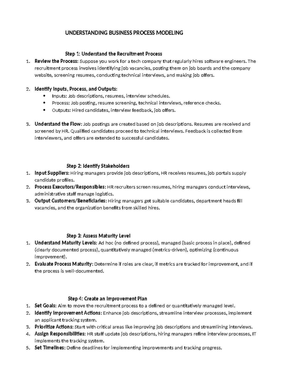 Steps in Business Process Modelling - UNDERSTANDING BUSINESS PROCESS ...