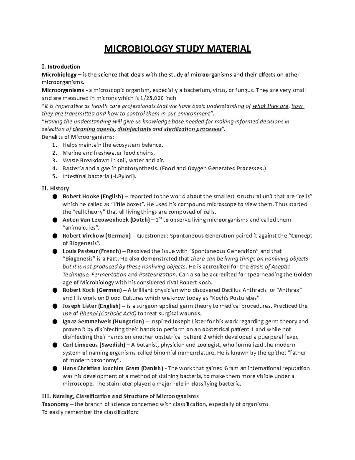 Microbiology Study Material - MICROBIOLOGY STUDY MATERIAL I ...