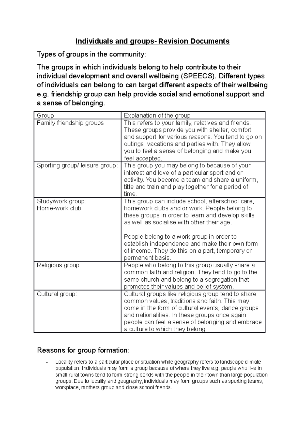 Individuals and groups Revision - Different types of individuals can ...
