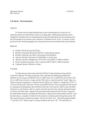 Experiment 3 lab report - ELECTROMYOGRAPHY I · Standard and Integrated ...