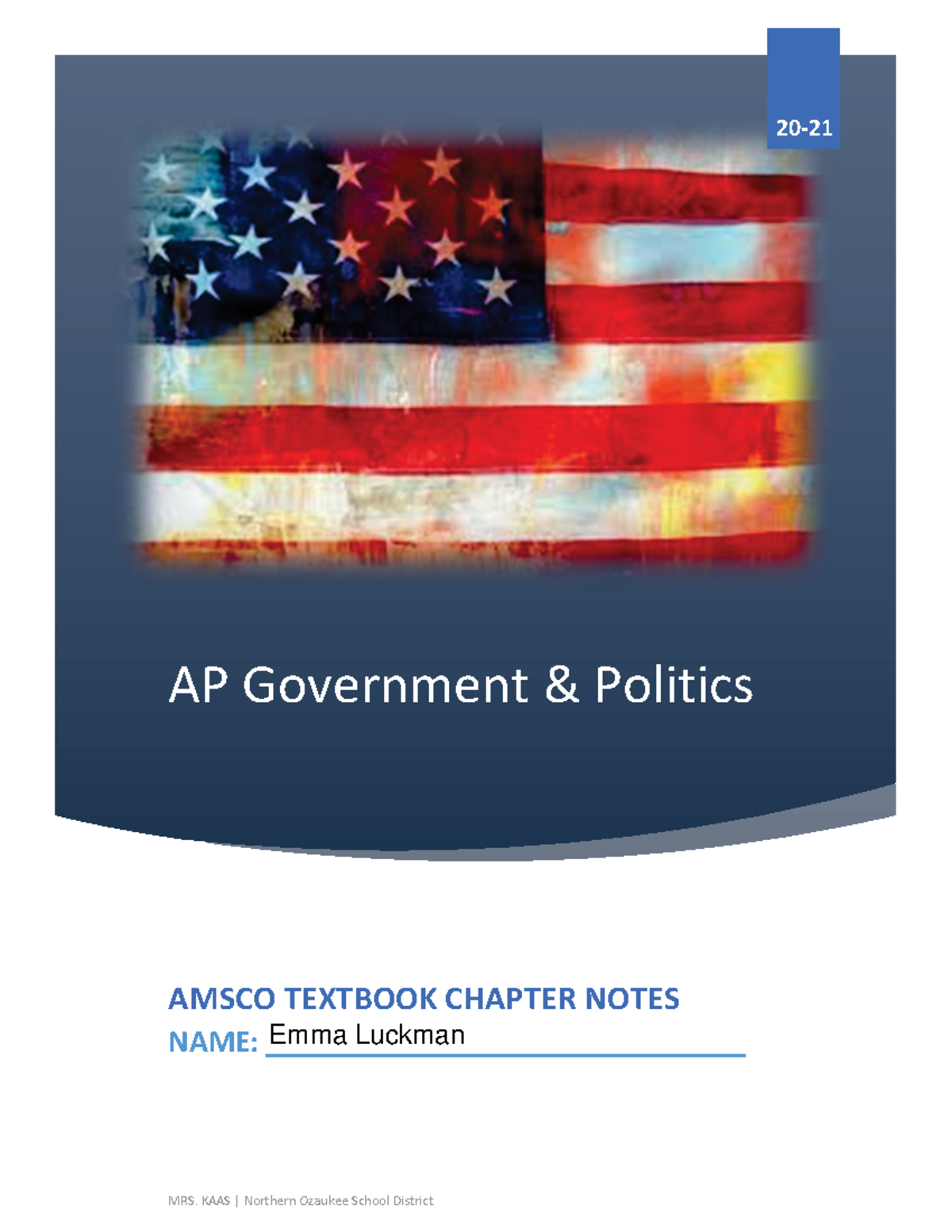 Amsco Packet 1 Emma Luckman - AP Government & Politics 20- AMSCO ...