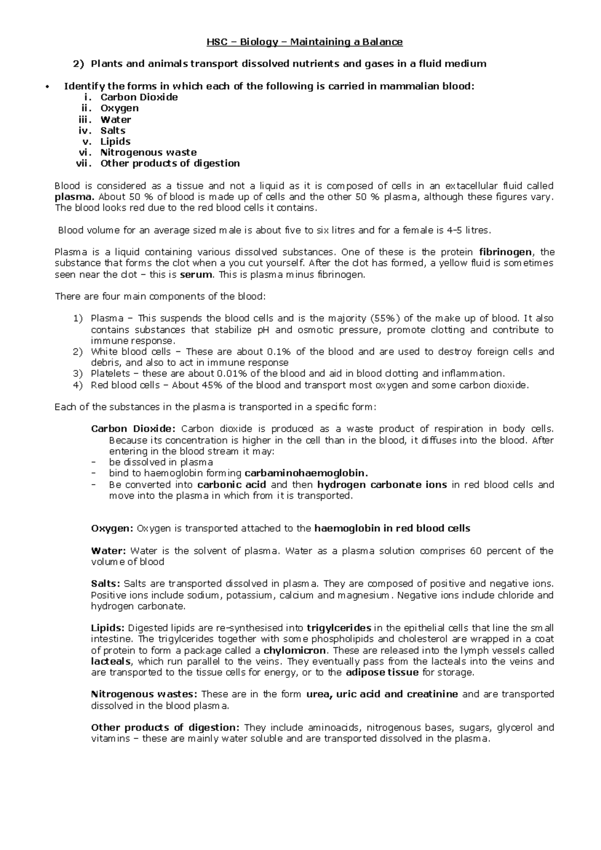 Maintaining a balance part 2 - HSC – Biology – Maintaining a Balance 2 ...