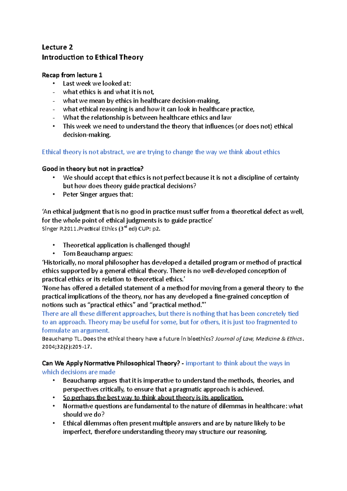 Introduction to ethical theory 2 - Lecture 2 Introduction to Ethical ...