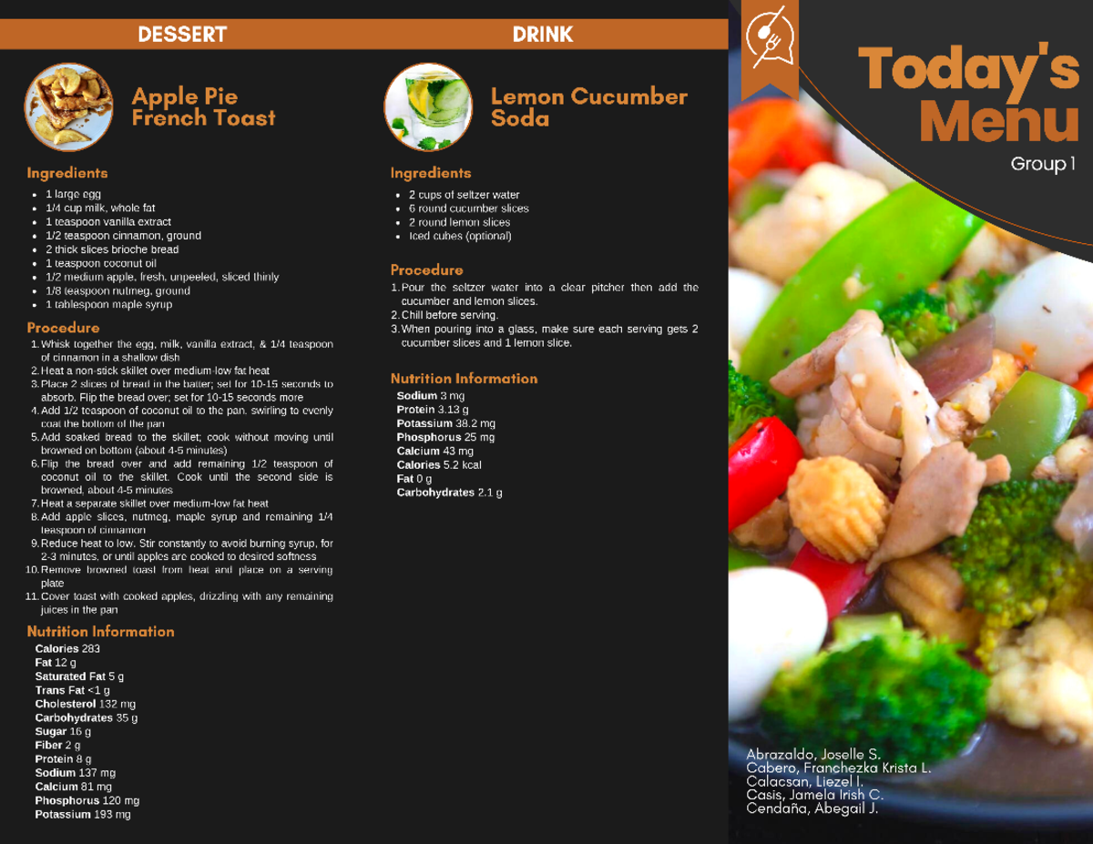 Final-MENU - menu - Bachelor of Elementary Education - Studocu