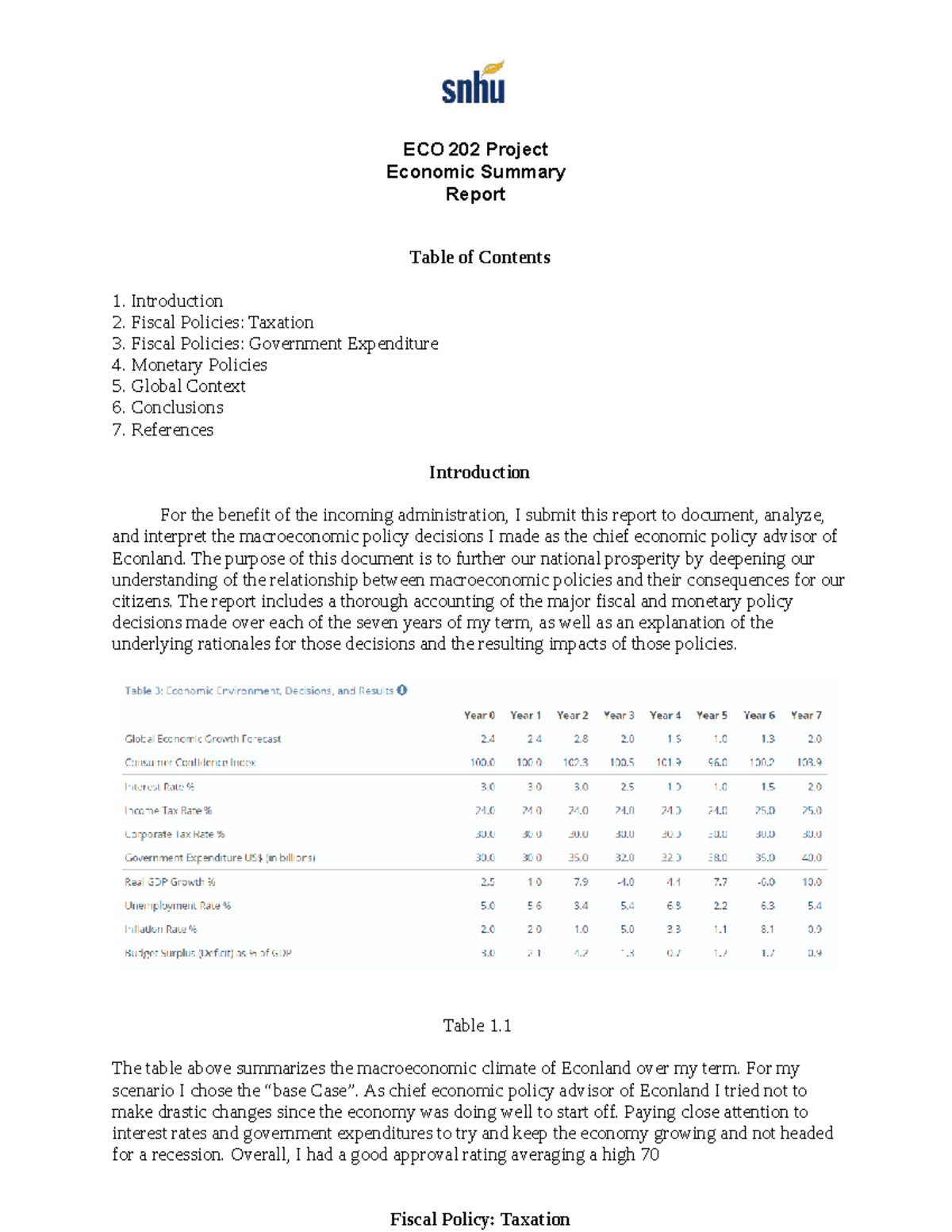 3 2 Simulation Checkpoint Assignment ECO 202 Project Economic Summary