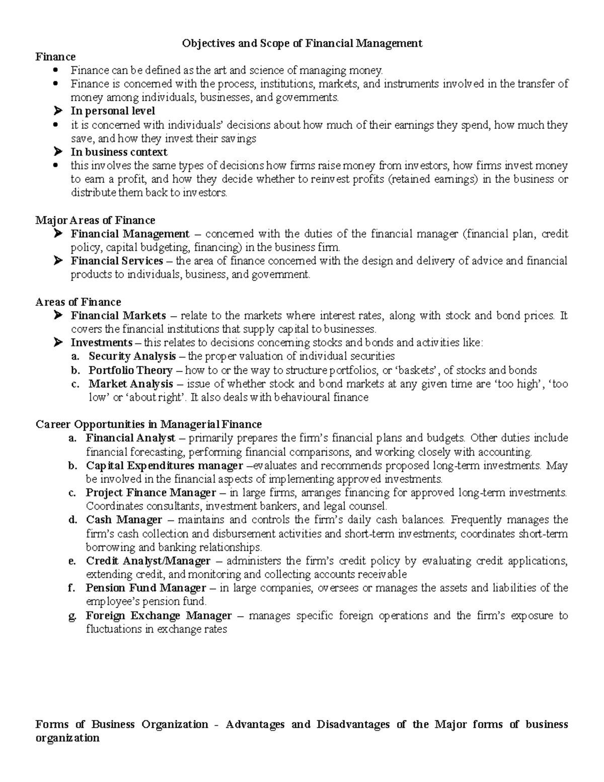 (1) Objective & Scope Fin Man - Objectives and Scope of Financial ...