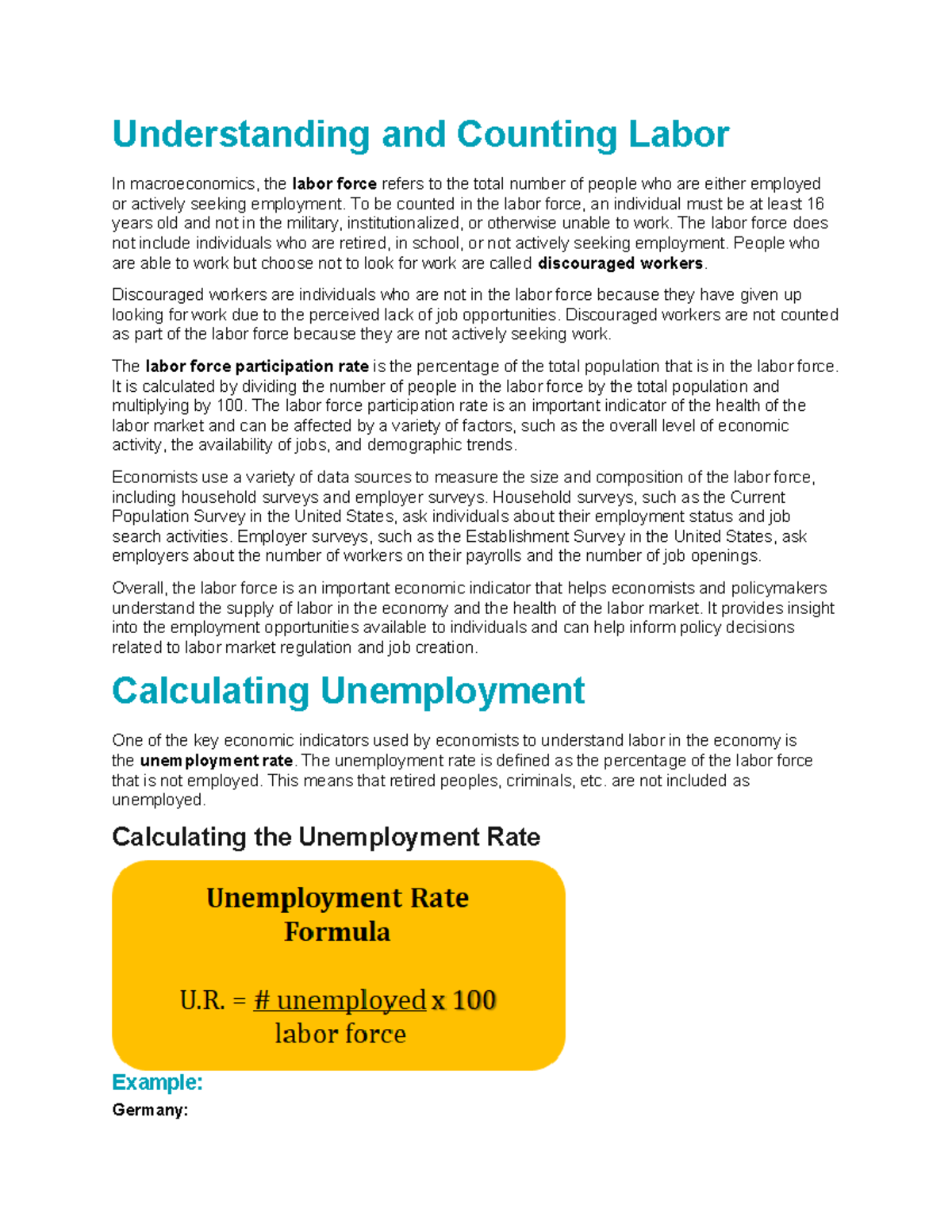 unemployment and calculations - Understanding and Counting Labor In ...