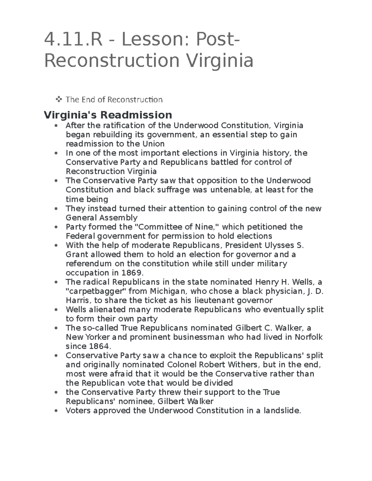 Post-Reconstruction Virginia copy - 4.11 - Lesson: Post- Reconstruction ...