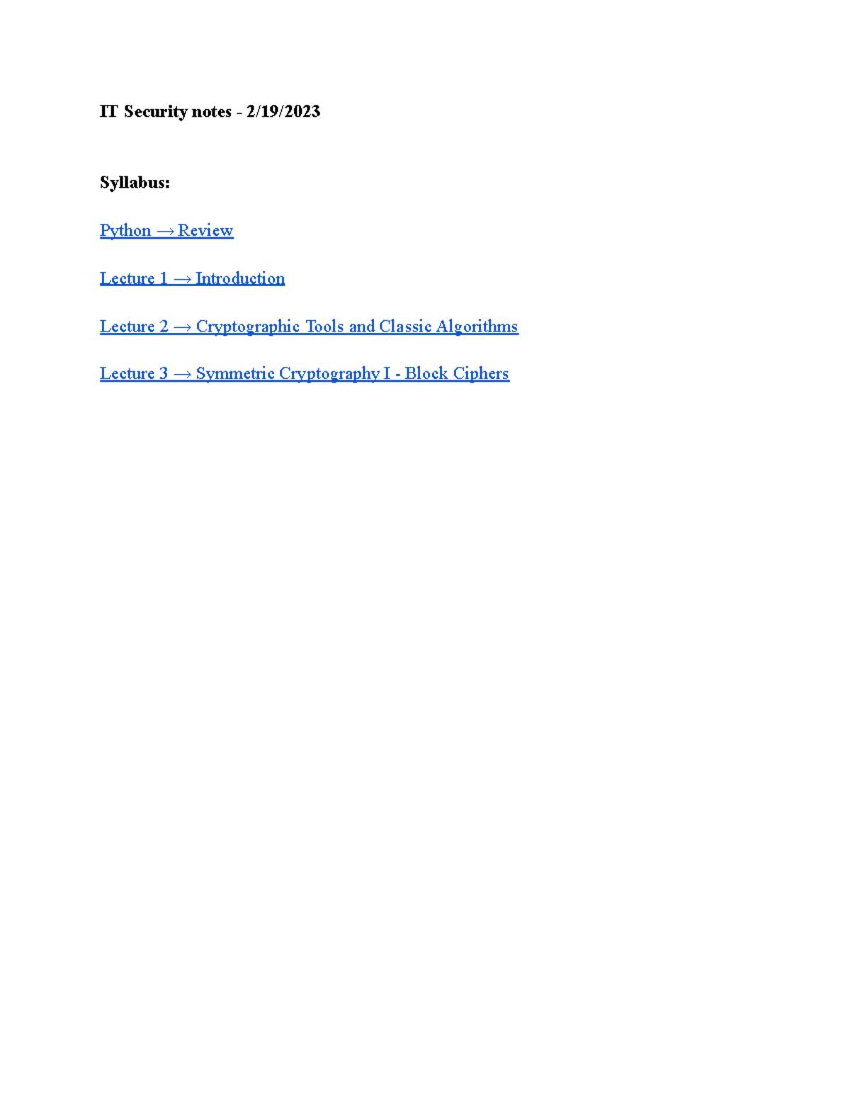 IT Security Notes - We will have to state the following. Normal ...