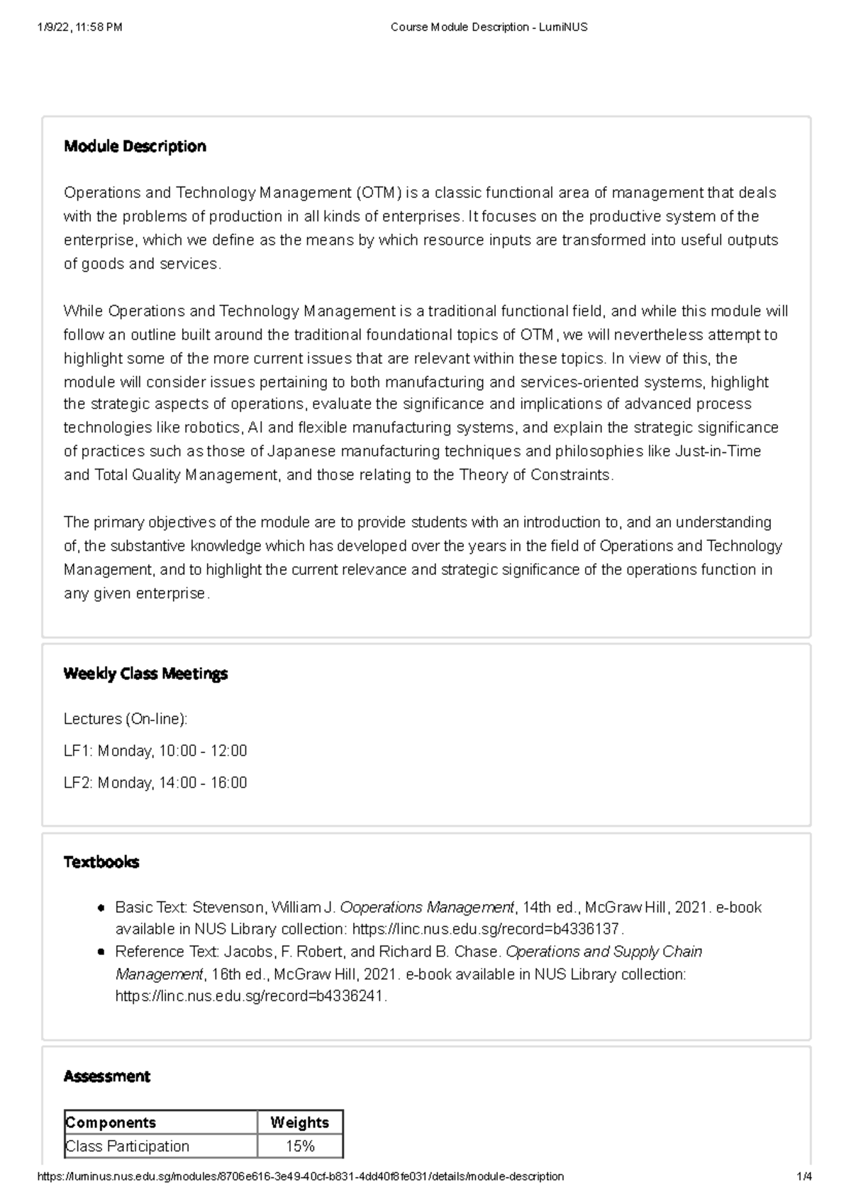 DAO2703 Course Details for AY2021/22 - Module Description Operations and Technology Management ...