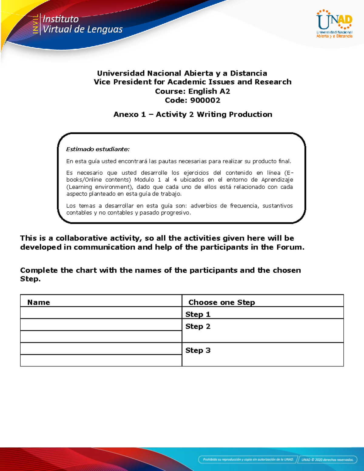Anexo 1 - Activity 2 Writing Production Activity guide and evaluation ...