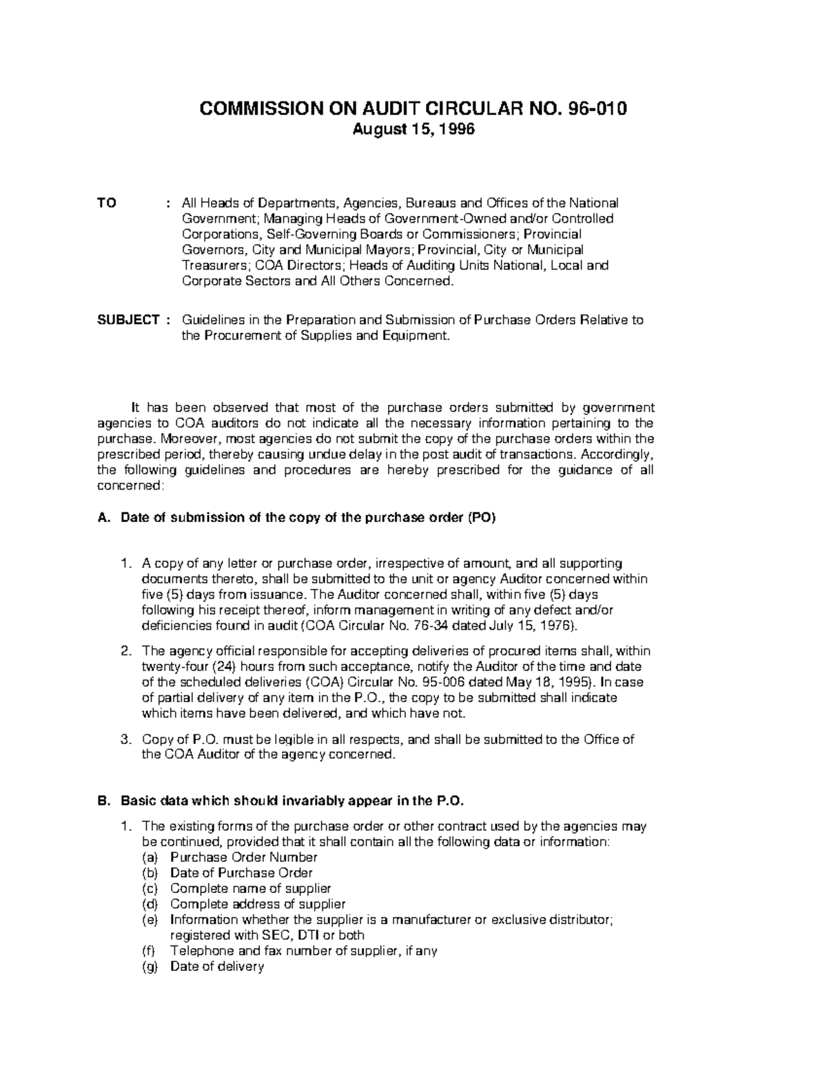 COA- Circular-NO.-96-010-August-15-1996 - COMMISSION ON AUDIT CIRCULAR ...