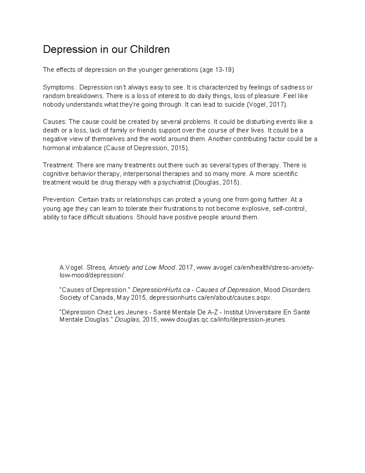 Depression in our Children - It is characterized by feelings of sadness ...