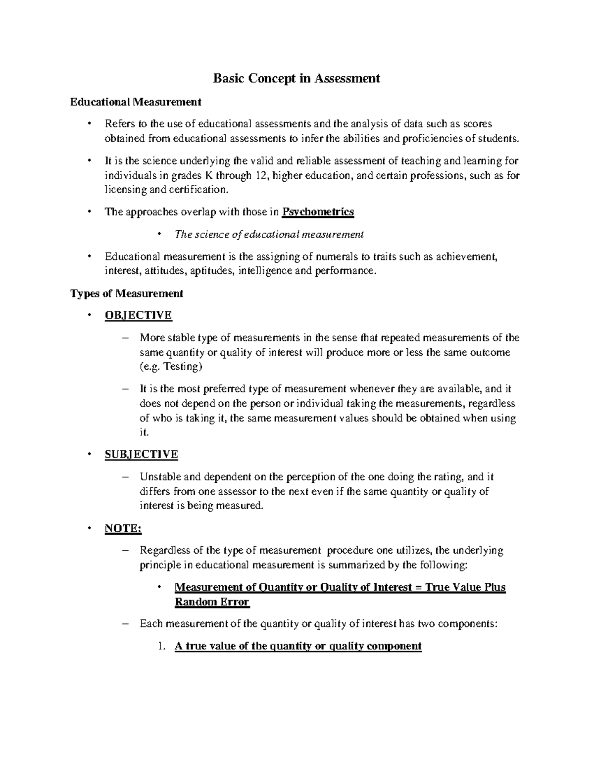Basic Concept in Assessment - Basic Concept in Assessment Educational ...