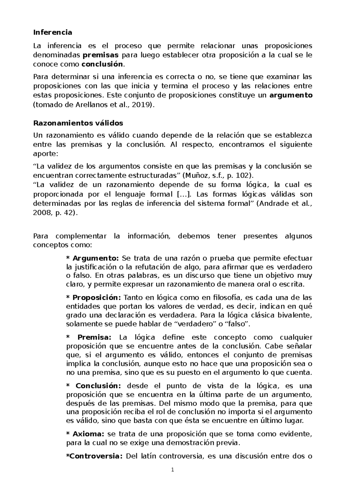 Material de ayuda sobre inferencias lógicas - Inferencia La inferencia ...