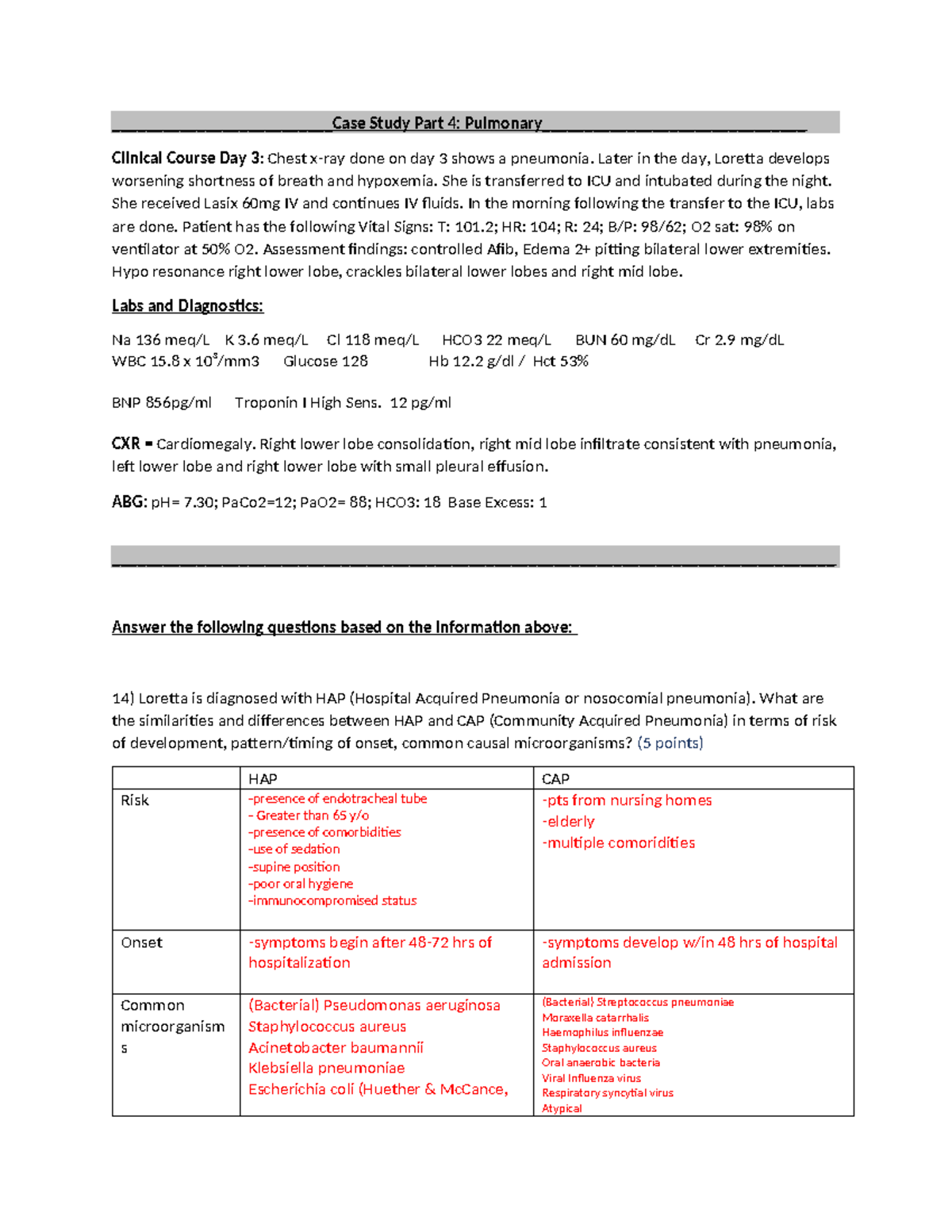 Case Study Part 4 Pulmonary - Case Study Part 4: Pulmonary ...