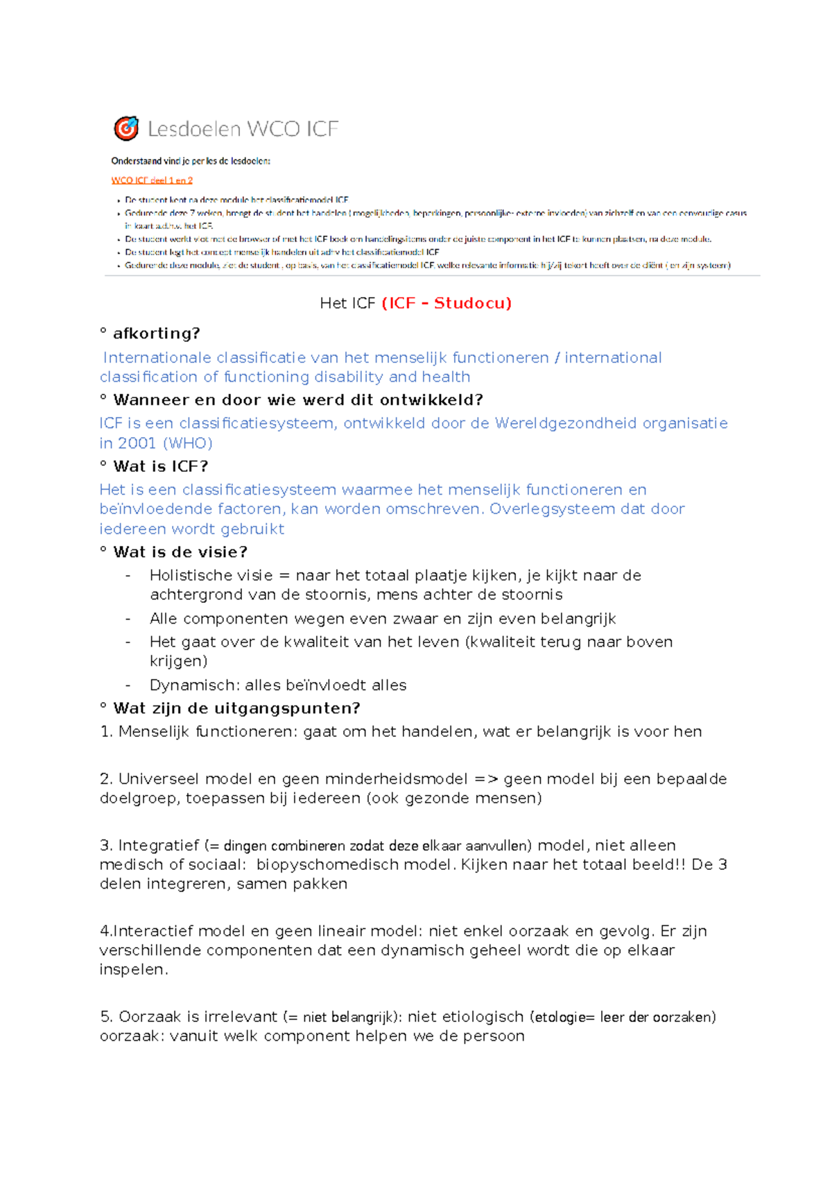 Het ICF De Internationale Classificatie van het menselijke Functioneren - Het ICF (ICF – Studocu ...