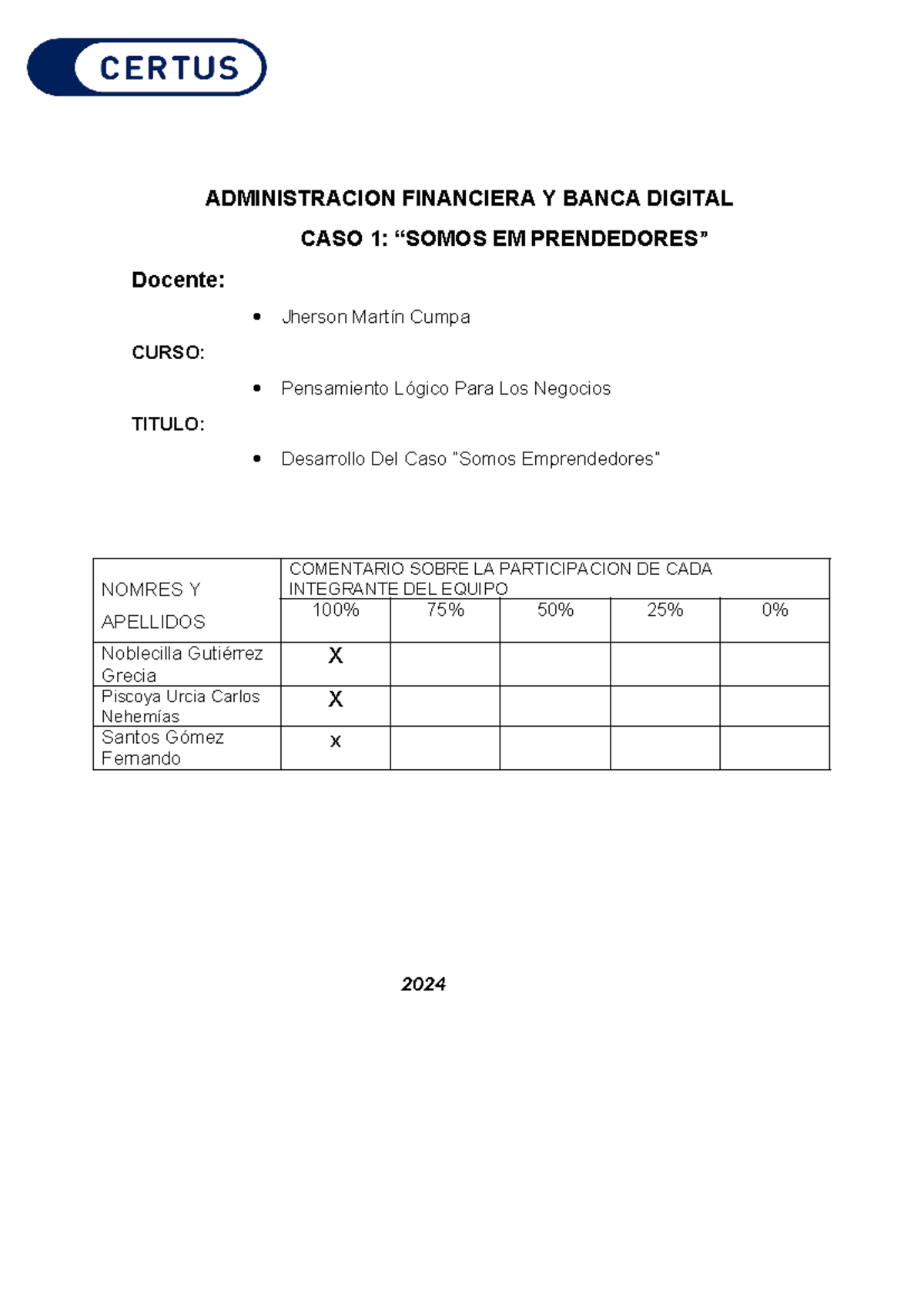 AA1 E33 Noblecilla Piscoya Santos - ADMINISTRACION FINANCIERA Y BANCA DIGITAL CASO 1: “SOMOS EM ...