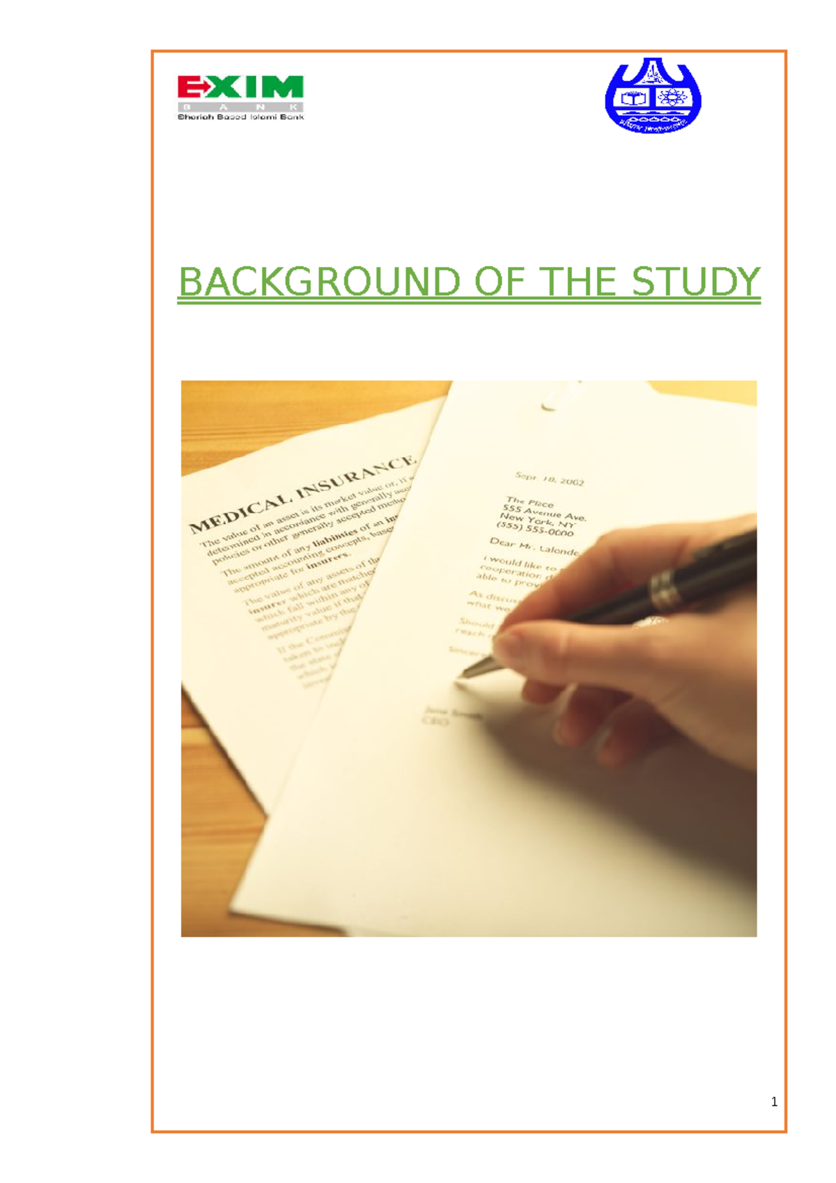 Exim final - banking - BACKGROUND OF THE STUDY 1 Chapter -01 BACKGROUND ...