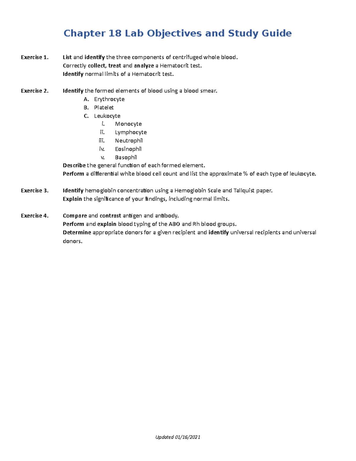 Ch 18 Lab Objectives and Study Guide - Chapter 18 Lab Objectives and ...