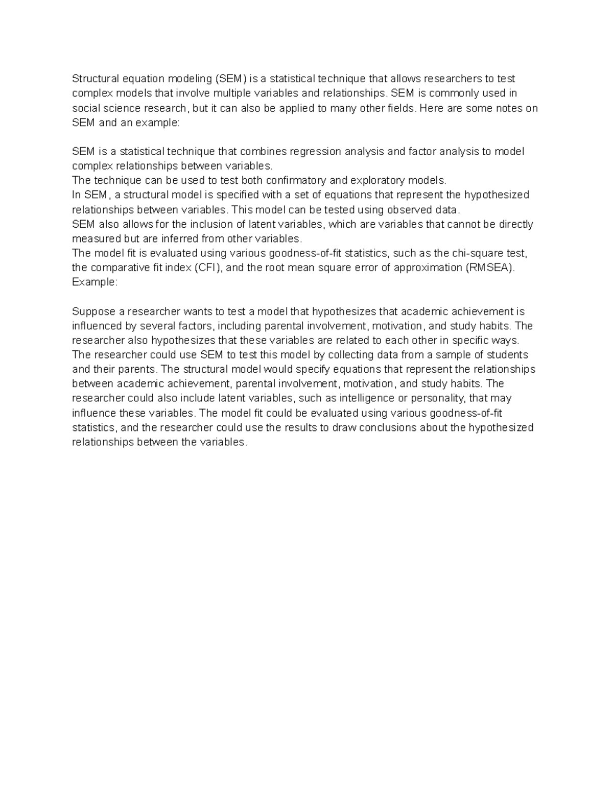 Structural equation modeling notes - Structural equation modeling (SEM ...